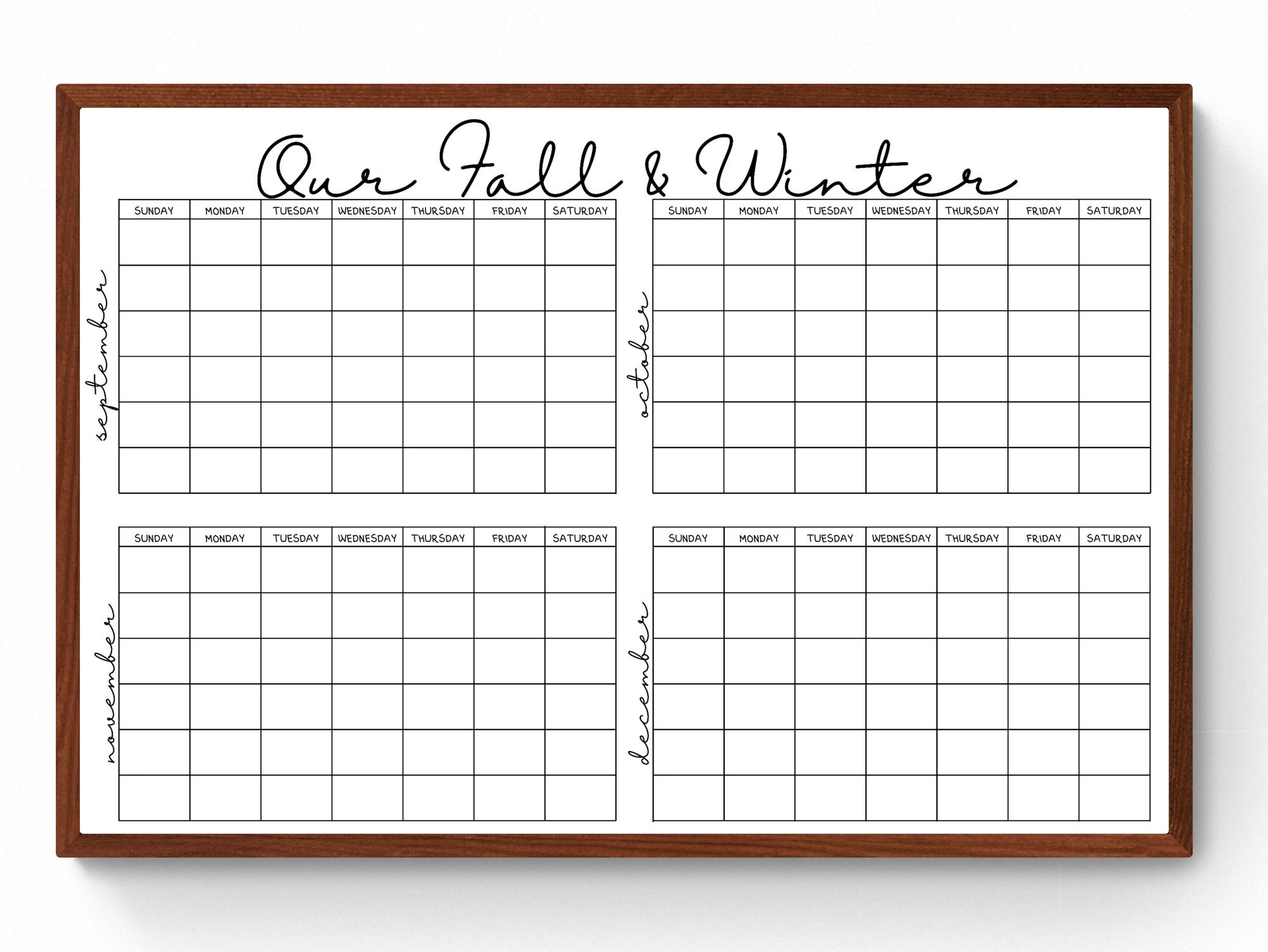 XL Fall Winter Wall Calendar Planner-home Office - Etsy
