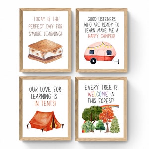 SET of 4 POSTERS in 3 SIZES! Camping Outdoor Themed Elementary ...