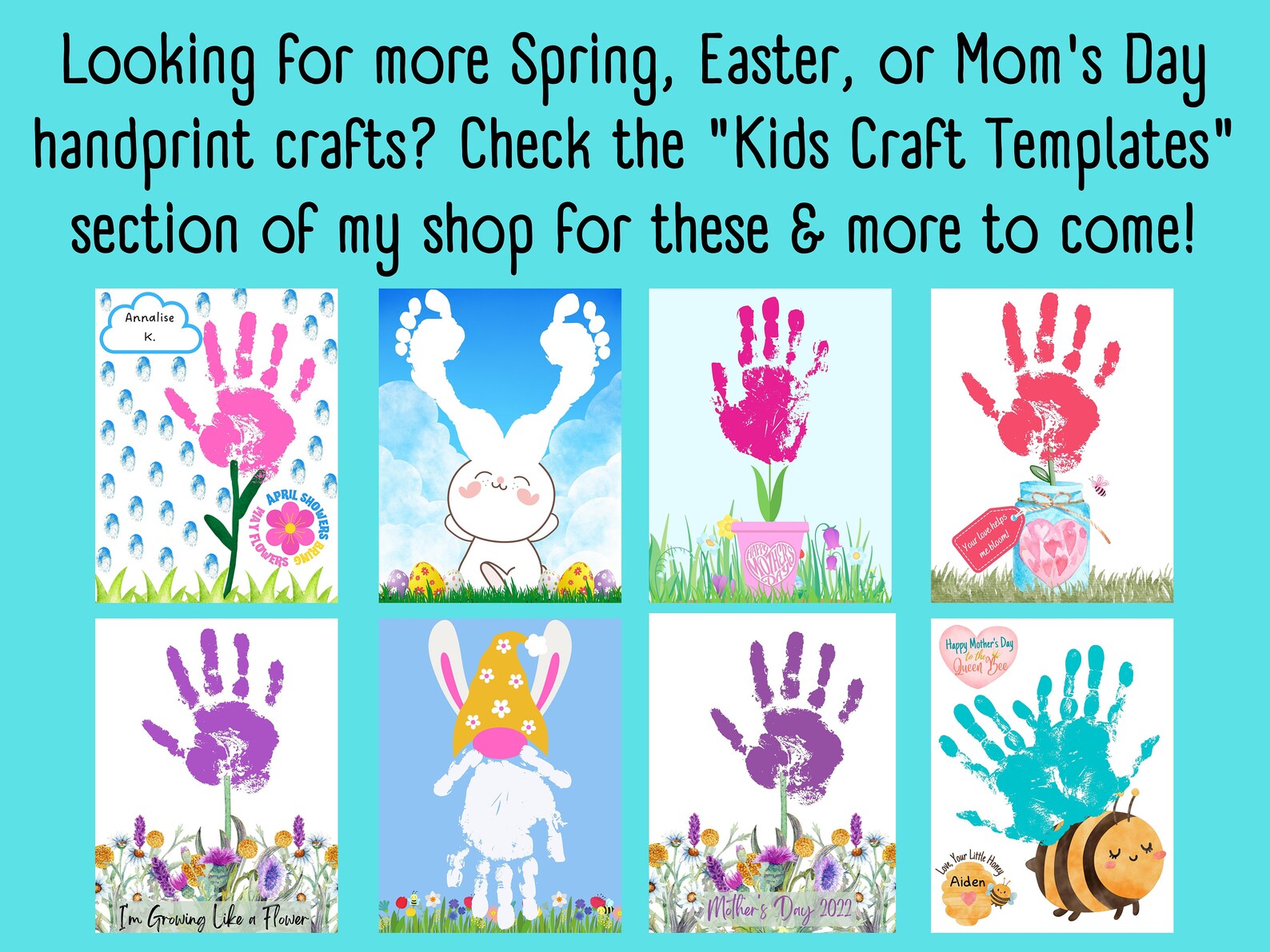 Print at Home-2 Versions-handprint Craft-easter Spring - Etsy