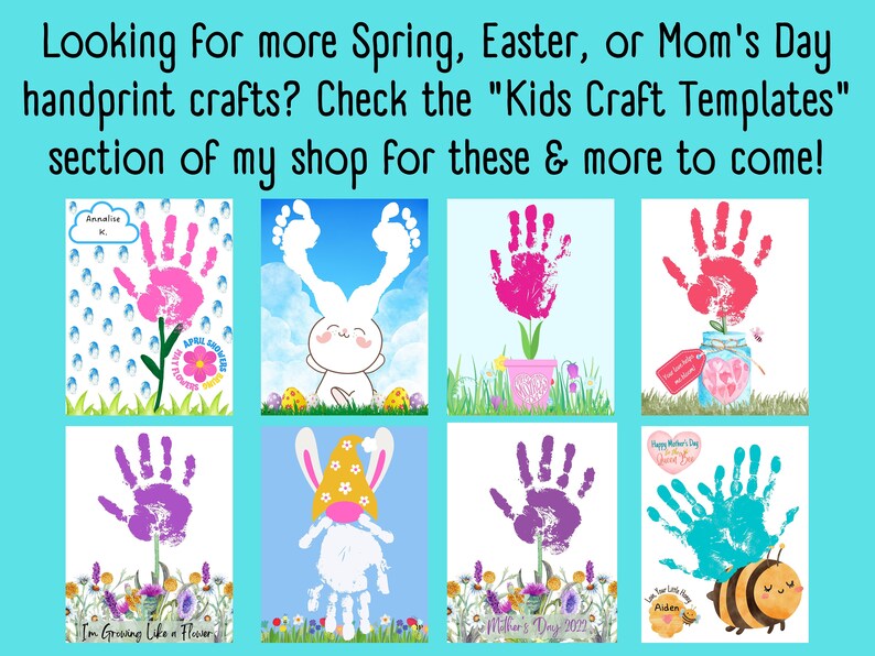 Print at Home-2 Versions-handprint Craft-easter Spring - Etsy