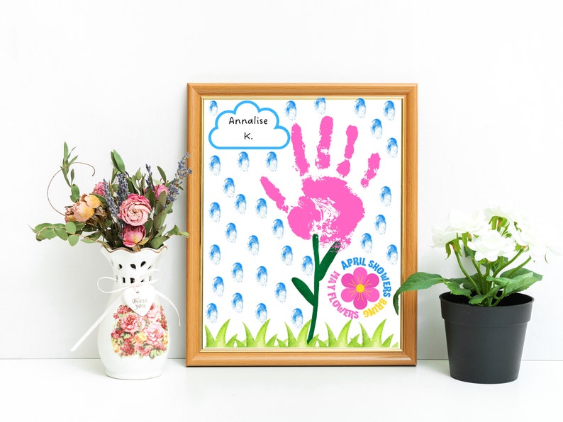 Spring Fingerprint + Handprint Craft Printable-april Showers May ...