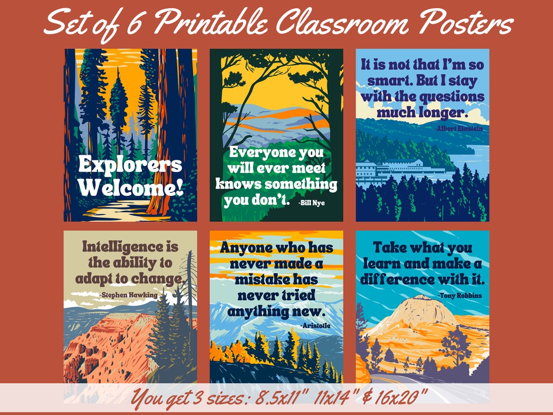 Set of 6 POSTERS in 3 SIZES! National Parks Themed Motivational ...
