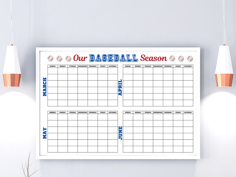 Printable Baseball Wall Calendar-family Planner-sport Team - Etsy