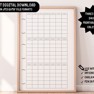 3 Month XL Wall Calendar-planner-home-office-giant-huge-family Command ...