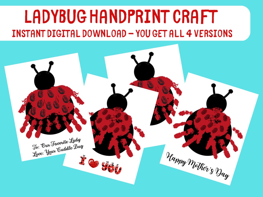4 Versions-ladybug Handprint Craft Template-spring Valentines Ladybird ...