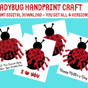 4 Versions-ladybug Handprint Craft Template-spring Valentines Ladybird ...
