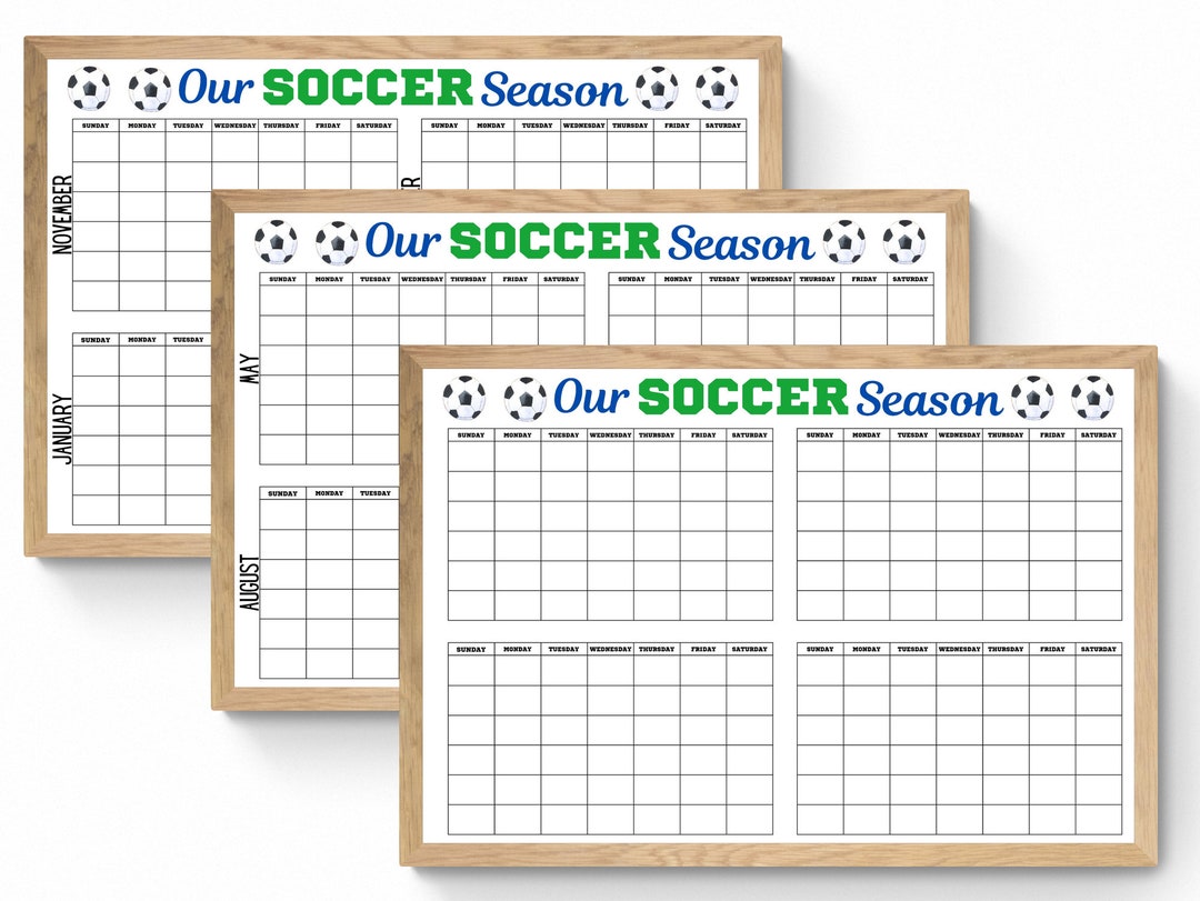 3 VERSIONS-XL Soccer Season Wall Calendar-planner-entryway-giant Huge ...
