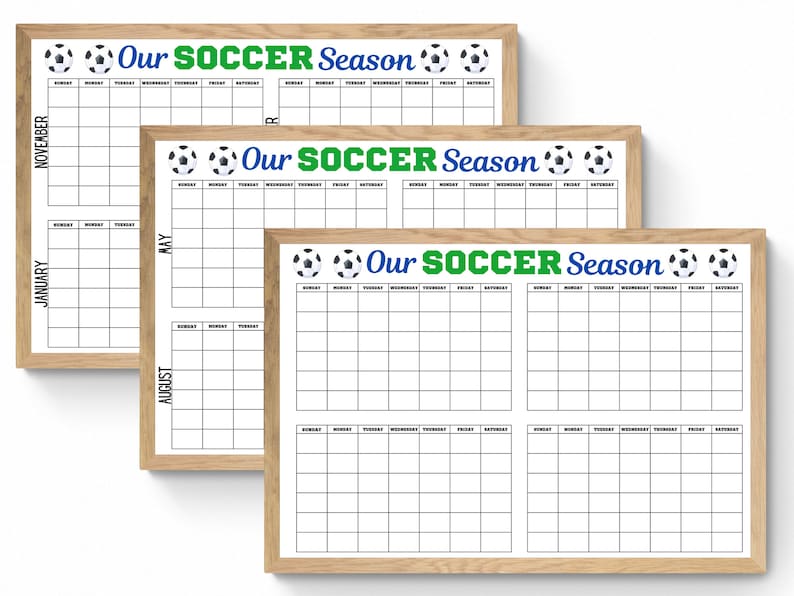 3 VERSIONS-XL Soccer Season Wall Calendar-planner-entryway-giant Huge ...