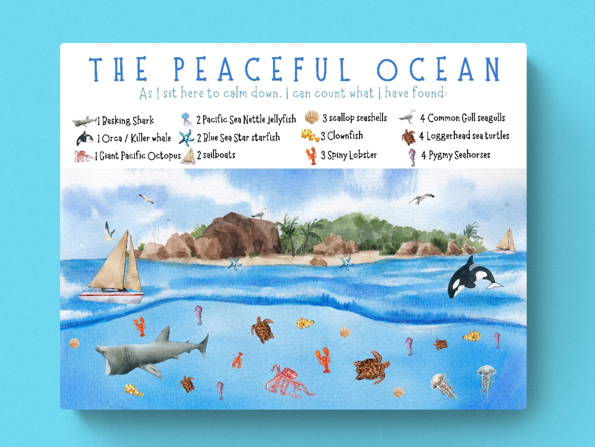 SET of 4 POSTERS in 4 SIZES Calm Down Corner Ocean Themed - Etsy