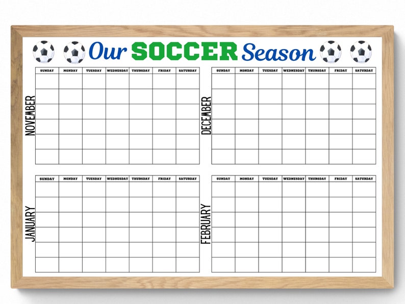 3 VERSIONS-XL Soccer Season Wall Calendar-planner-entryway-giant Huge ...