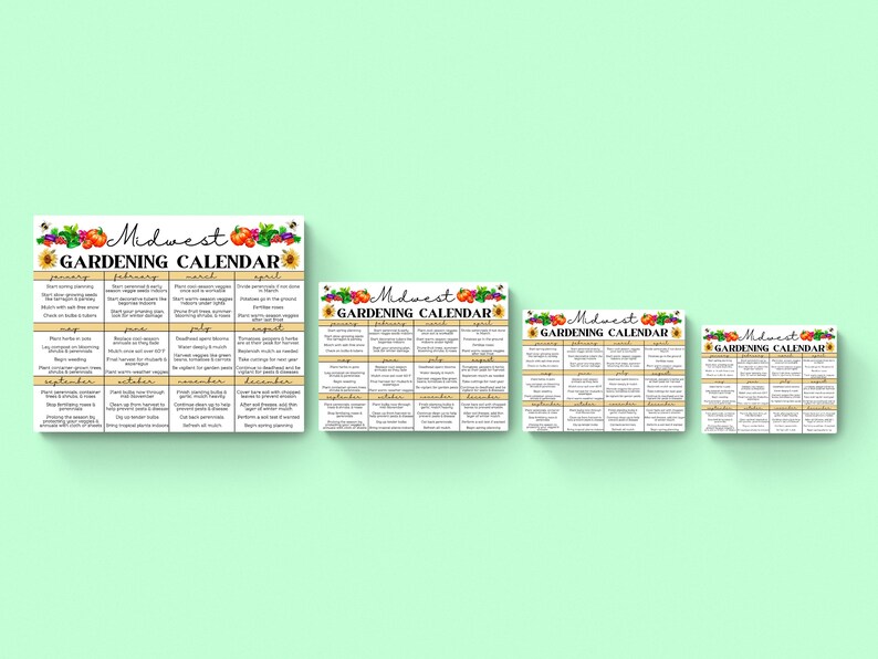 4 Sizes-midwest Garden Planner-schedule Timetable-planting - Etsy