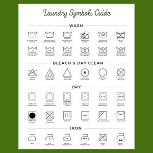 Laundry Symbols Guide Printable-laundry Room Decor-home Organization ...