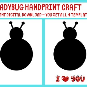 4 Versions-ladybug Handprint Craft Template-spring Valentines Ladybird ...