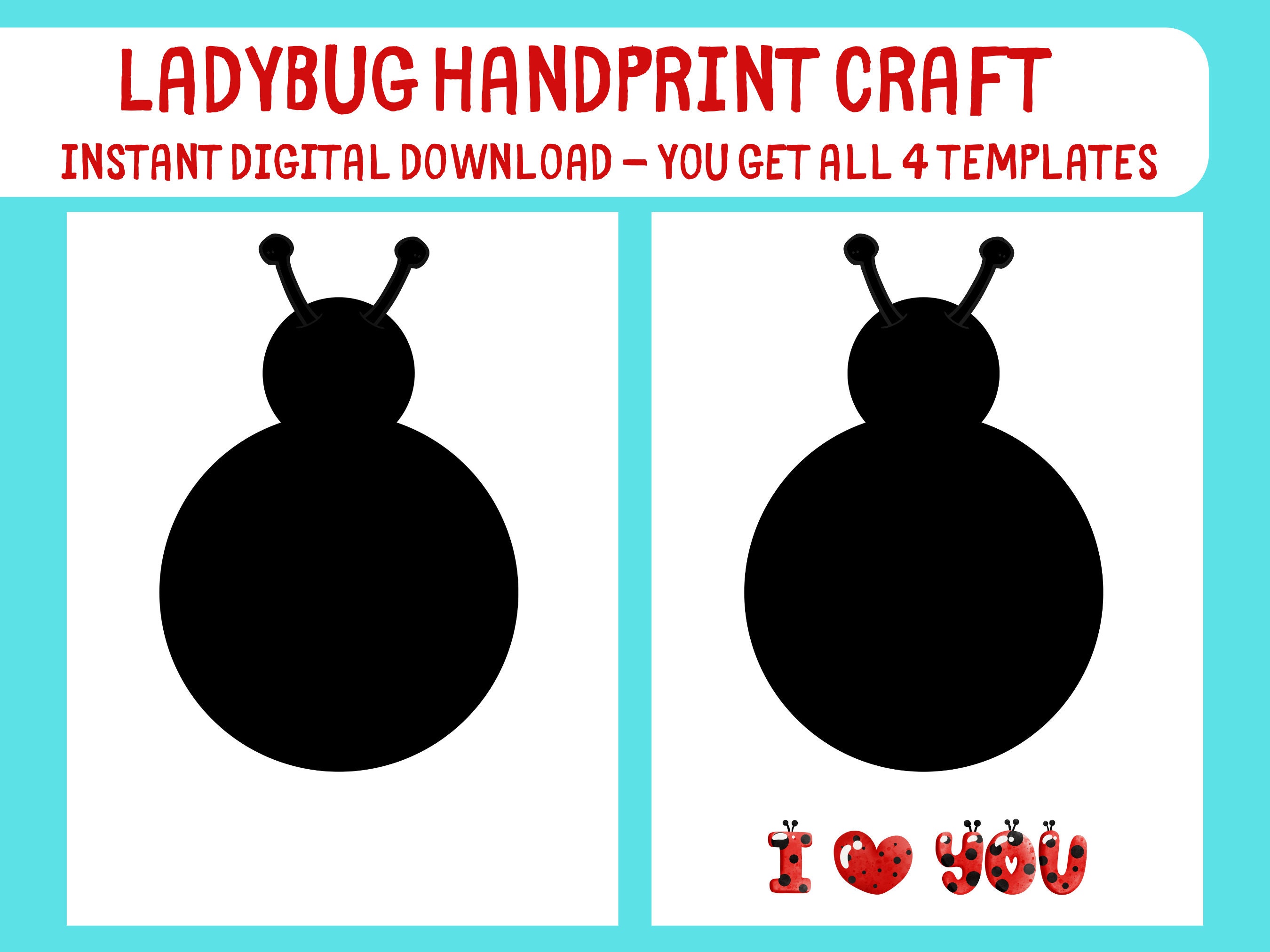 4 Versions-ladybug Handprint Craft Template-spring Valentines - Etsy ...