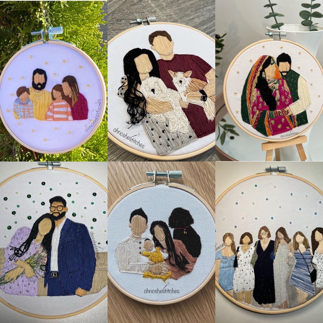 Embroidery Portraitscustom Photos From Wedding, Engagement, Family ...