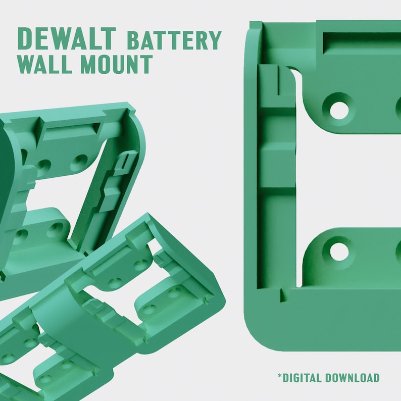 Dewalt Battery Wall Mount STL Files - Single, Double, Triple Holder ...