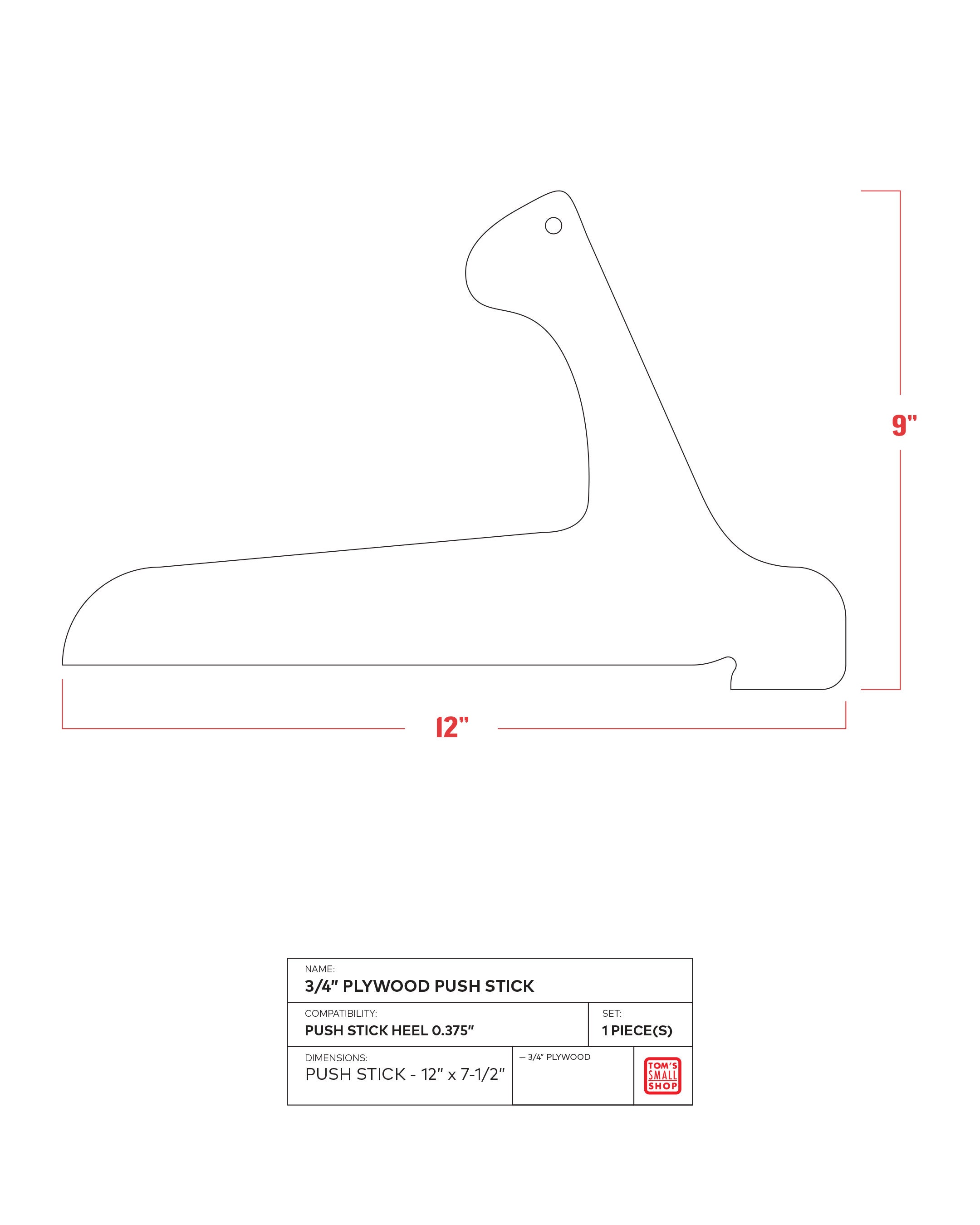 12" (30cm) Plywood Push Stick - CNC - Paper Template File - Etsy