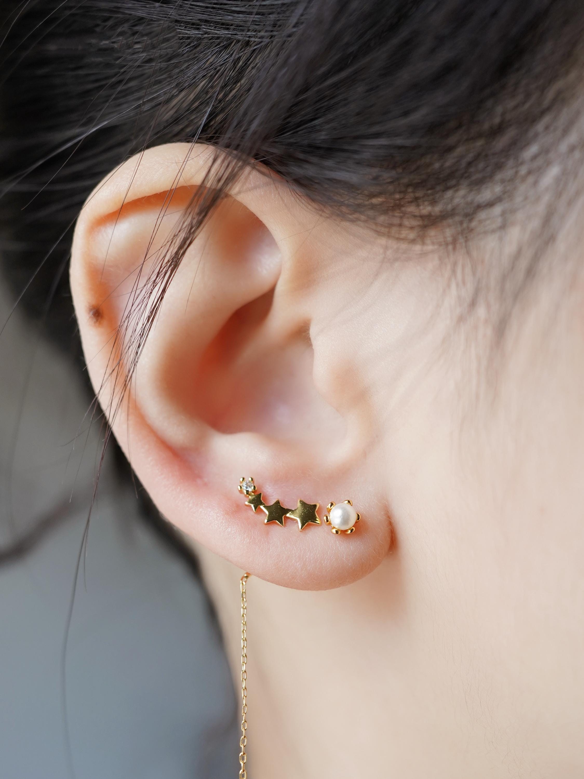 Pearl Earring|pearl Earring Stud|minimalist Stacking Earrings in Gold ...