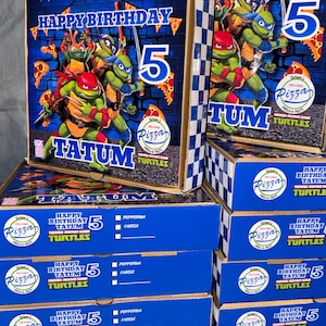 Ninja Turtles (any Theme) Party Favors, Pizza Boxes,custom Chip Bags ,custom Juice ,custom ...
