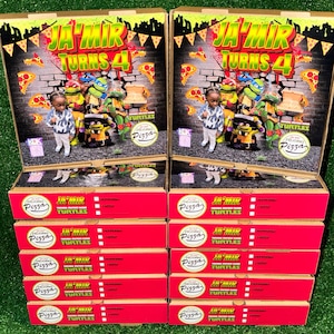 Ninja Turtles (any Theme) Party Favors, Pizza Boxes,custom Chip Bags ,custom Juice ,custom ...
