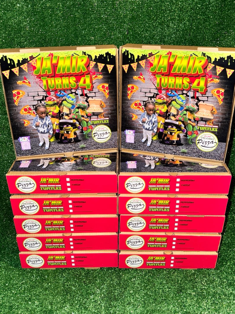 Ninja Turtles (any Theme) Party Favors, Pizza Boxes,custom Chip Bags ,custom Juice ,custom ...