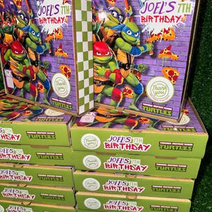 Ninja Turtles (any Theme) Party Favors, Pizza Boxes,custom Chip Bags ,custom Juice ,custom ...