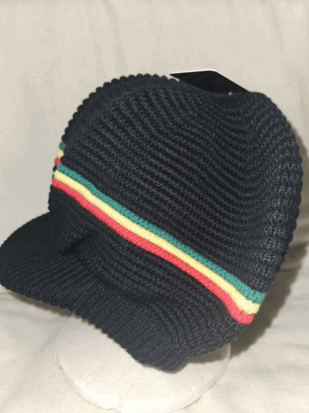 Black Large Rasta Ribbed Cotton Dread Cap - Etsy