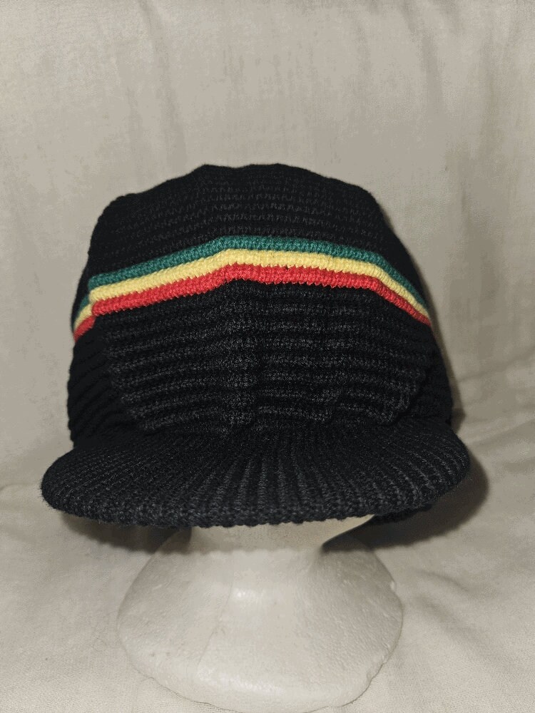 Black Large Rasta Ribbed Cotton Dread Cap - Etsy
