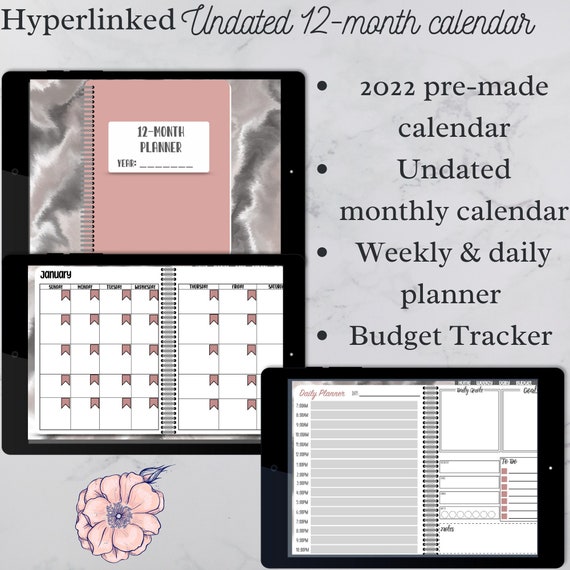 12 Month Undated Calendar | Etsy