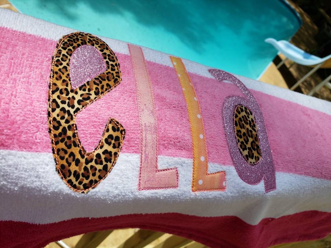 Personalized Applique Embroidered Beach Or Pool Towel With Name Personalized Applique Embroidered Beach Or Pool Towel With Name