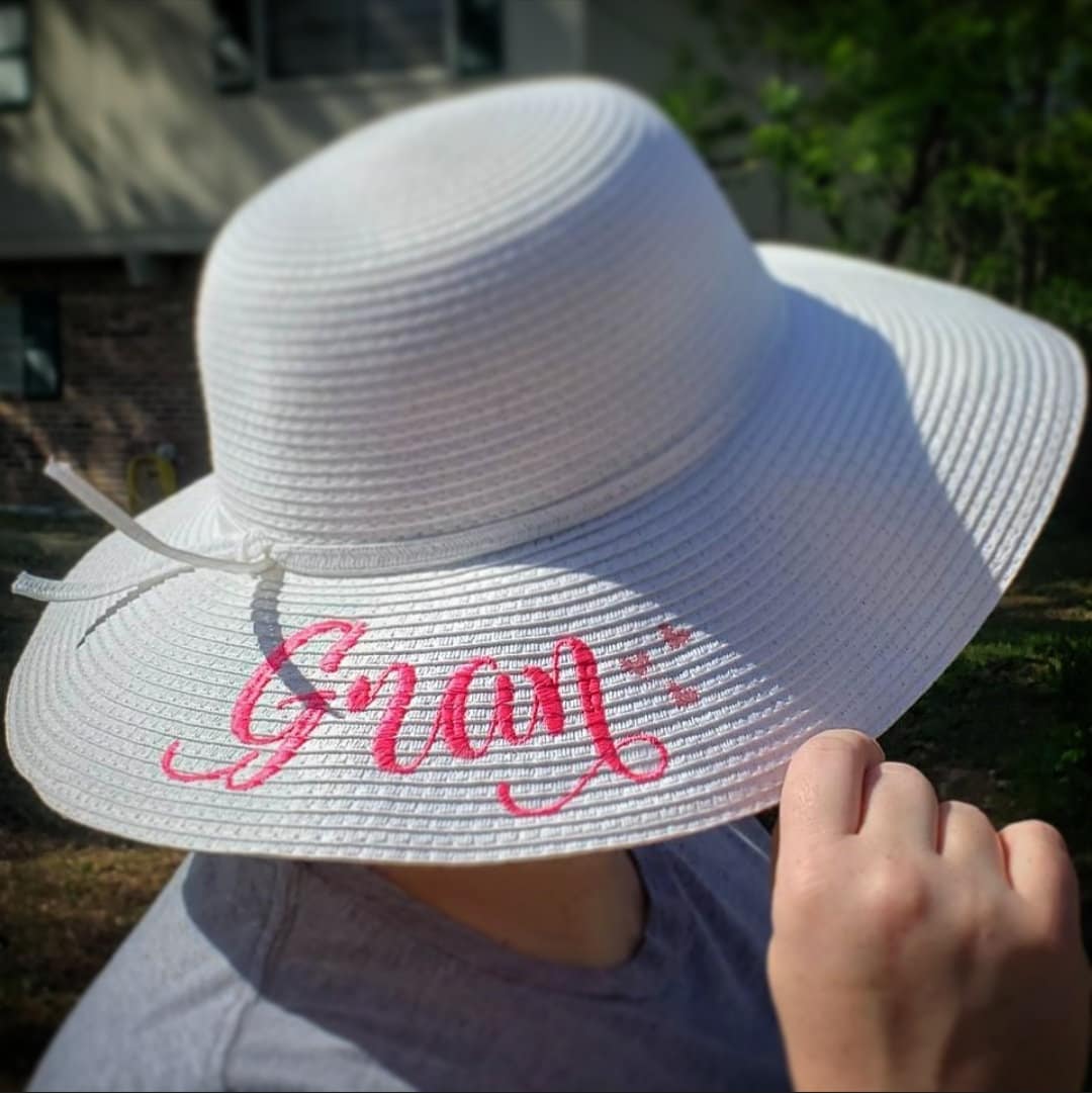 Personalized Embroidered Floppy Sun Hat, Custom Beach or Pool ...