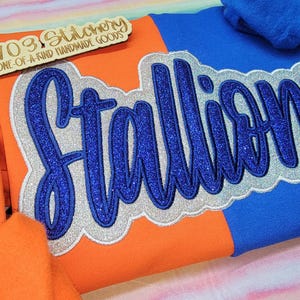 Team Name Two-tone Split Embroidered Crewneck Sweatshirt, Custom Double ...