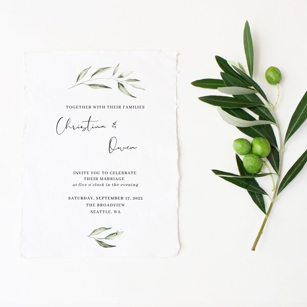 Olive Branch Wedding Invitation - Etsy