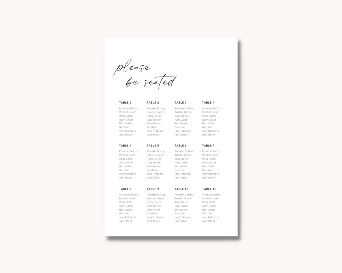 Monica Minimalist Wedding Seating Chart - Etsy