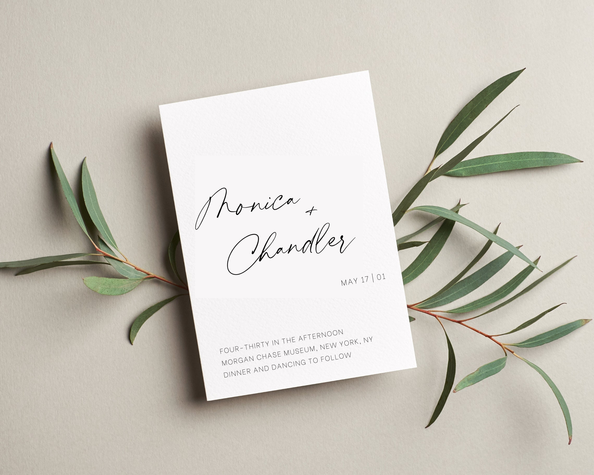 Monica | Minimalist Wedding Invitation Template - Etsy