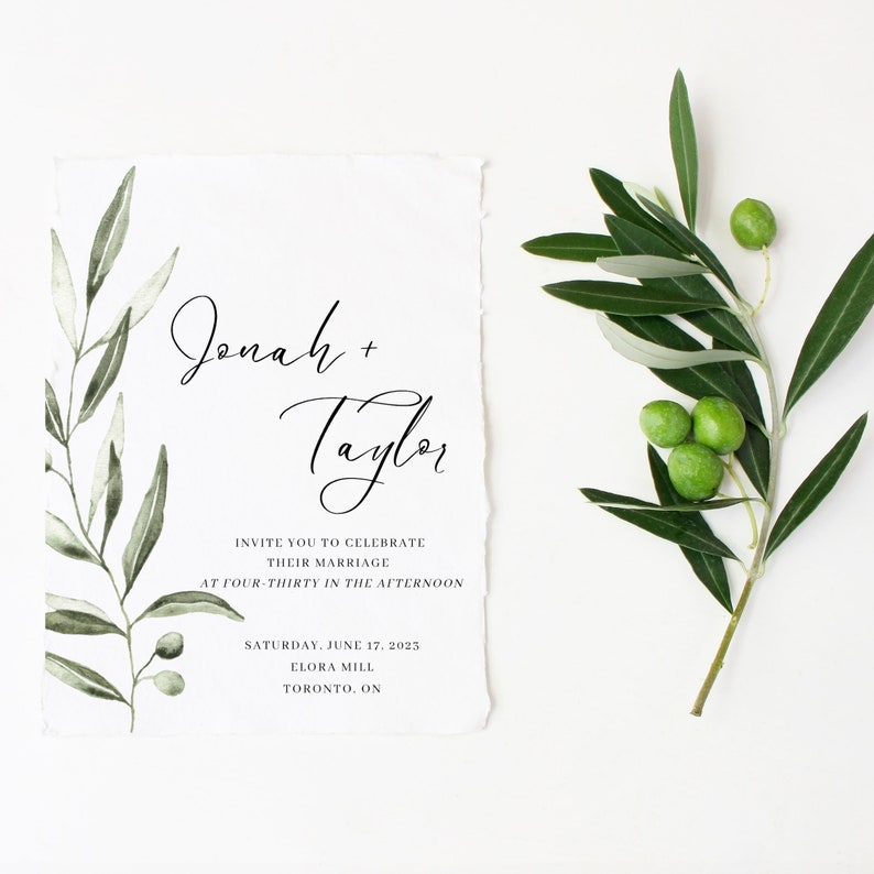 Olive Branch Wedding Invitation Template, Greenery Wedding Invite - Etsy