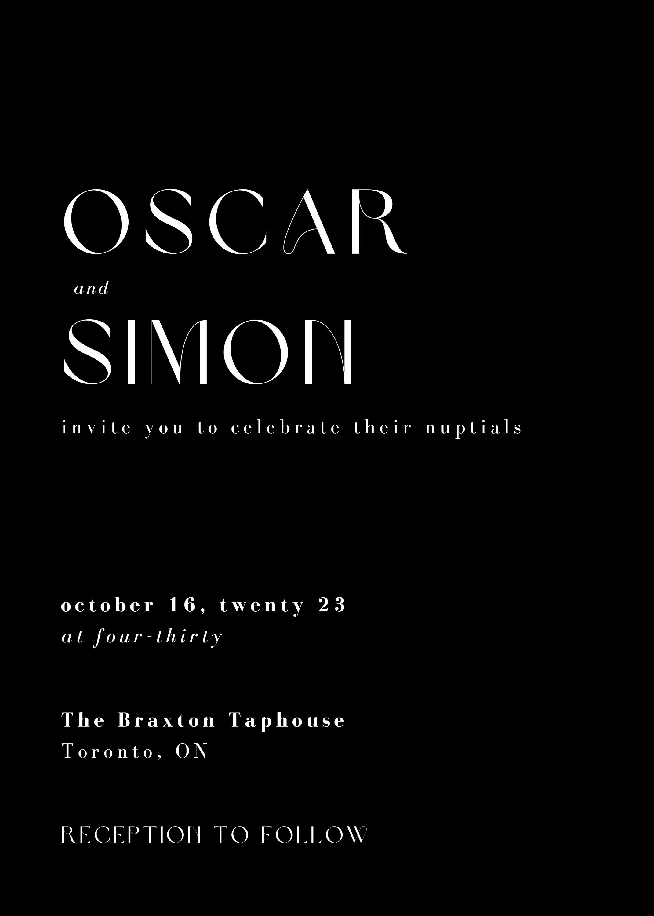 Modern Black Wedding Invite Template | Minimal Invitation Template ...