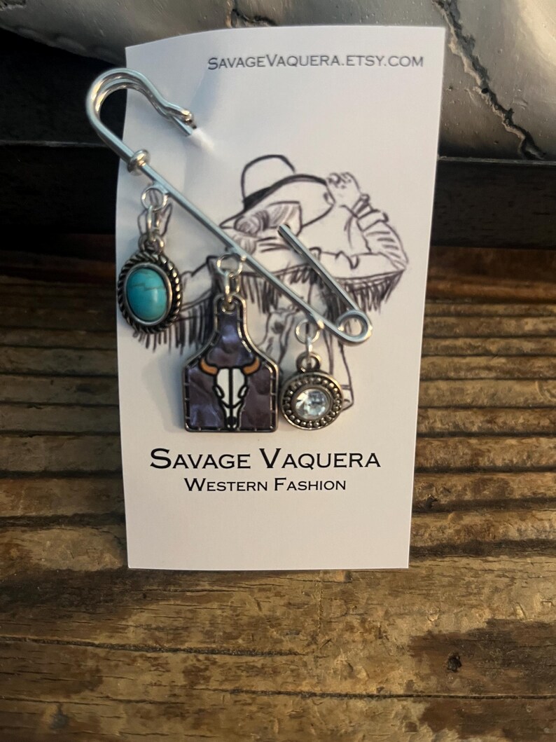 Safety Pin 3 Charm Cowboy Hat Pin - Etsy
