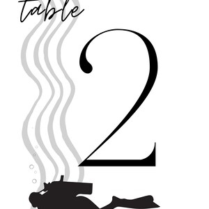 Printable Table Numbers 1-20 Scuba Diver - Etsy