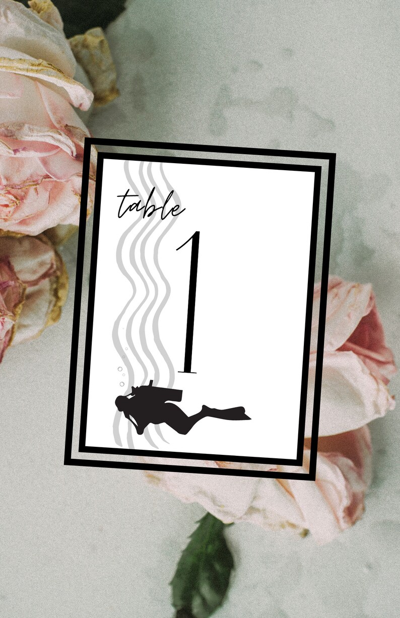 Printable Table Numbers 1-20 Scuba Diver - Etsy