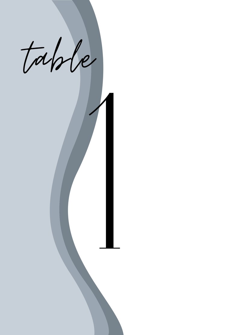 Printable Table Numbers 1-20 Blue Wave | Etsy