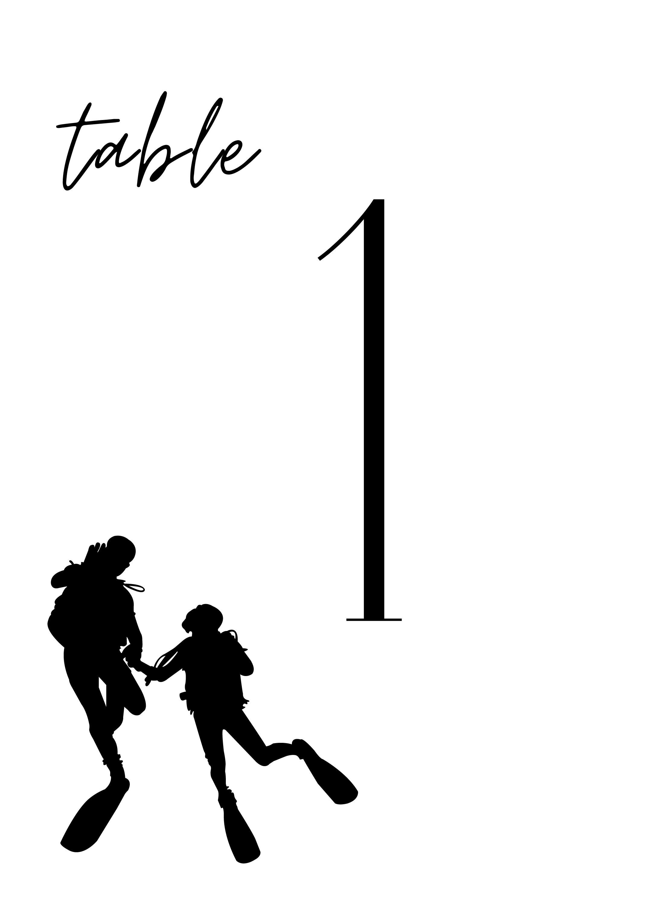 Printable Table Numbers 1-20 Scuba Divers - Etsy