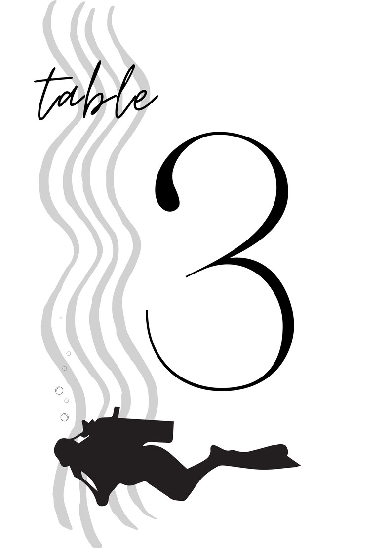Printable Table Numbers 1-20 Scuba Diver - Etsy