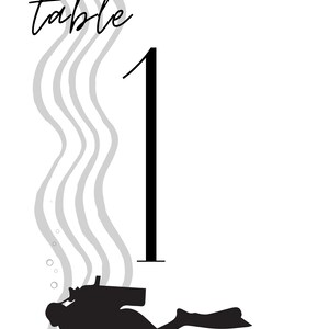 Printable Table Numbers 1-20 Scuba Diver - Etsy