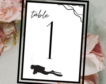 Printable Table Numbers 1-20 Scuba Divers | Etsy