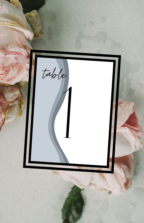 Printable Table Numbers 1-20 Blue Wave | Etsy