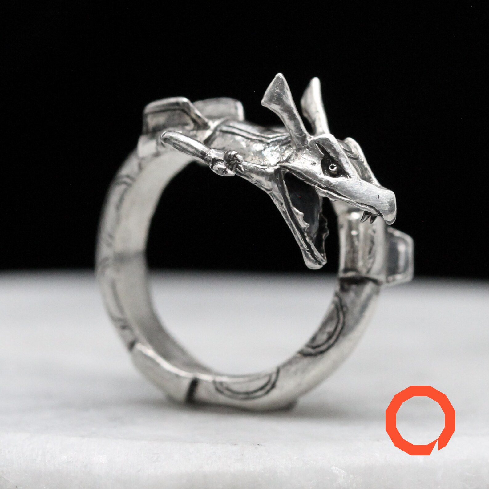 RAYQUAZA Snake Ring Sculpted Art Deco Serpent Gothic Grotesque Biker ...
