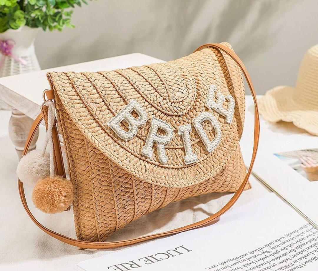 BRIDE Rattan Straw Purse Bachelorette Gift Bride Straw - Etsy