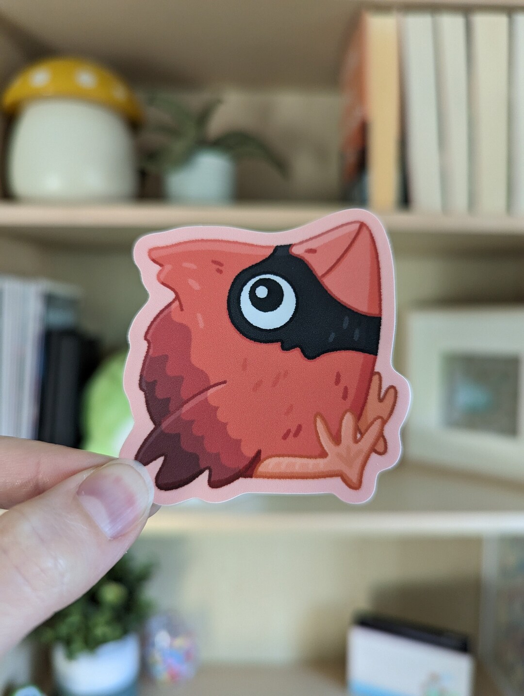 Cardinal Fat Bird Matte Vinyl Sticker | Cute Waterproof Die Cut Sticker ...