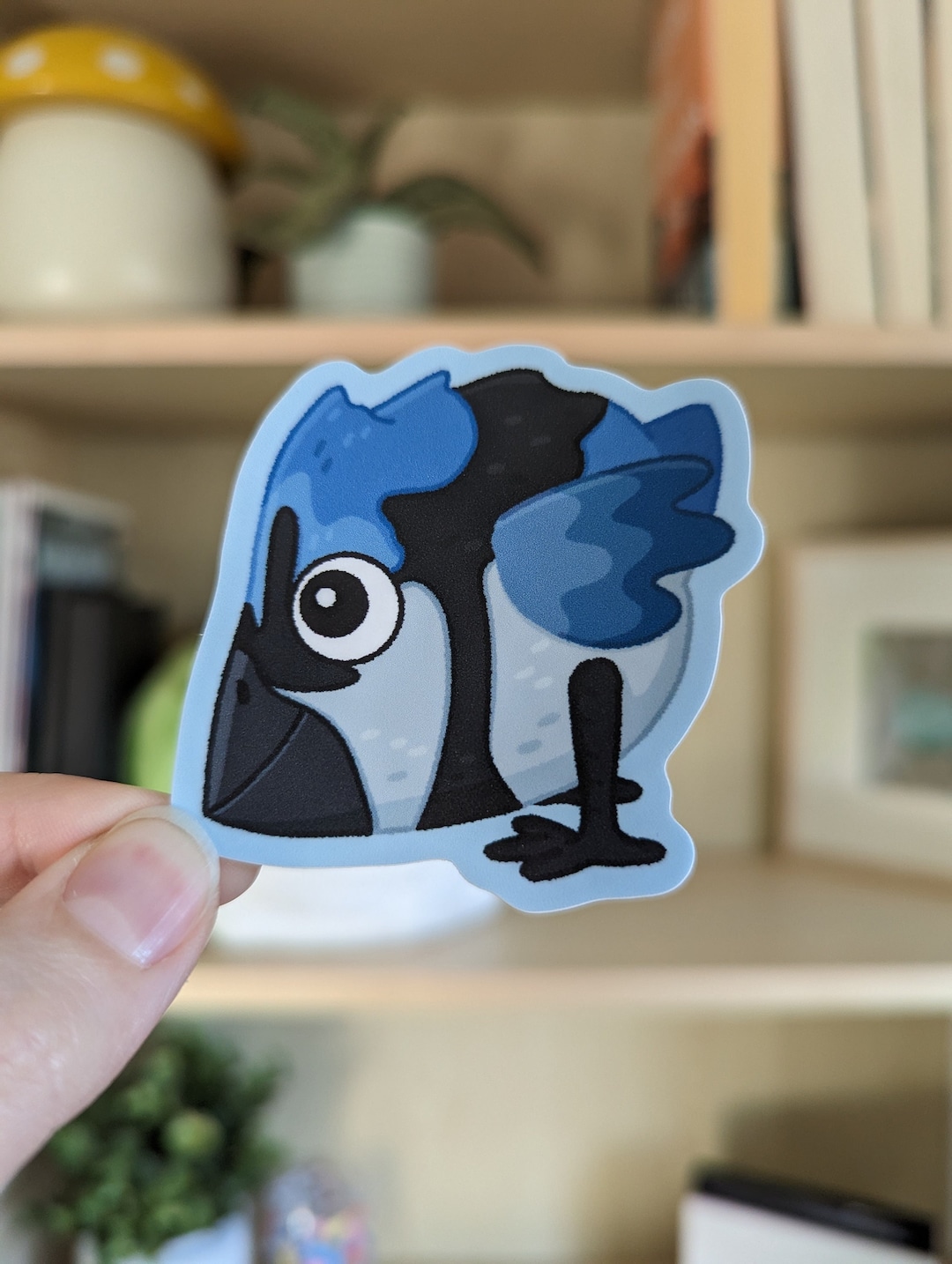Blue Jay Fat Bird Matte Vinyl Sticker | Cute Waterproof Die Cut Sticker ...